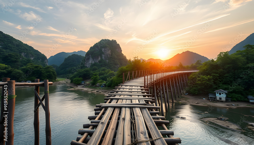 View of Ong Cop bridge or Tiger wooden bridge, Vietnam's longest wooden ...