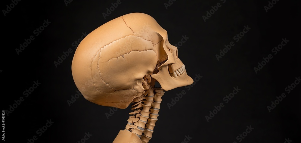Detailed view of the skull base with the foramen magnum and the spinal ...