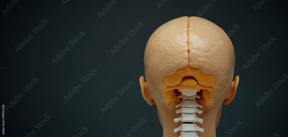Detailed view of the skull base with the foramen magnum and the spinal ...