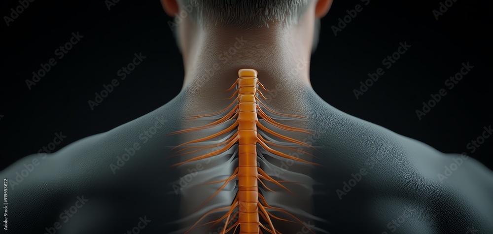 Closeup of the coccyx with nerves extending from the sacral plexus ...
