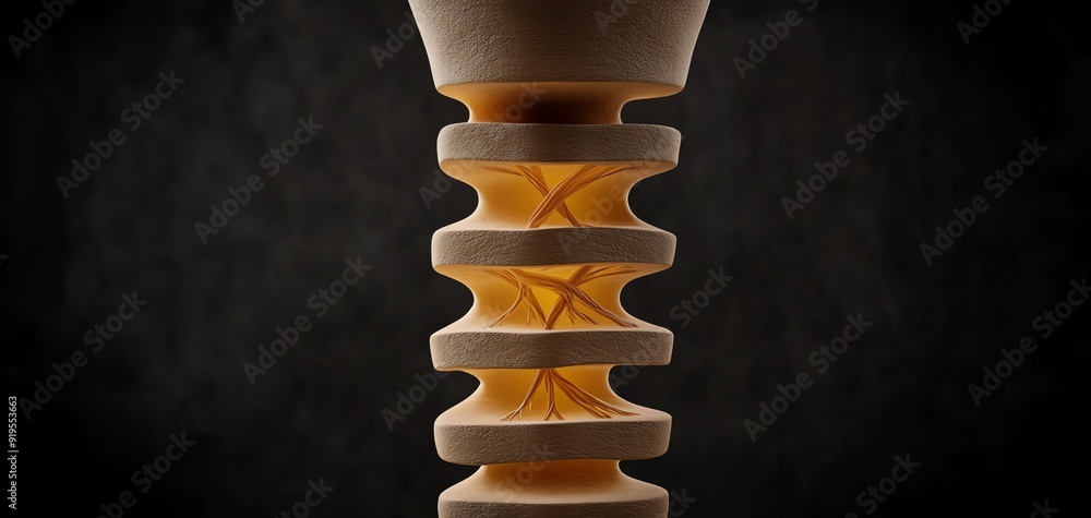 ภาพประกอบสต็อก Closeup of the coccyx with nerves extending from the ...