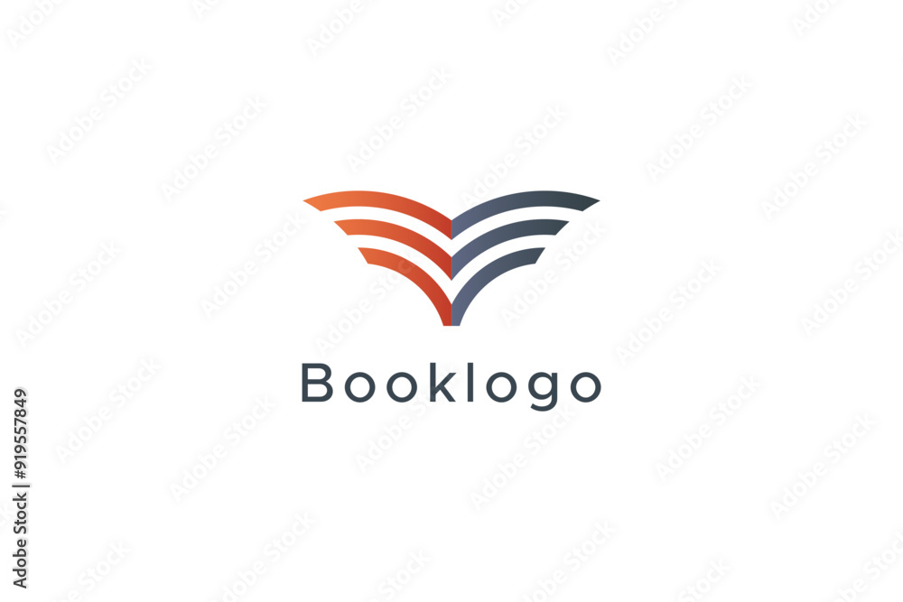 Open Book Logo Image. Red and Grey Shape Linear Style Book Icon ...