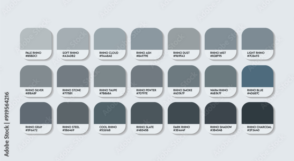 Rhino Gray Color Palette, Rhino Gray Color Guide Palette with Color ...