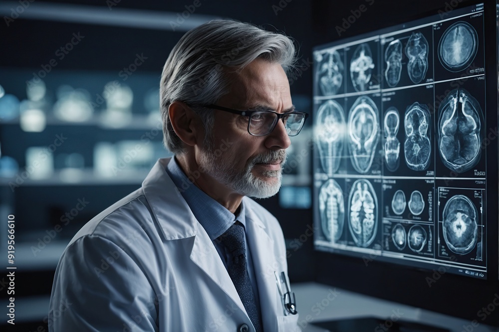 Professional doctor using AI and technology to diagnosis disease at ...