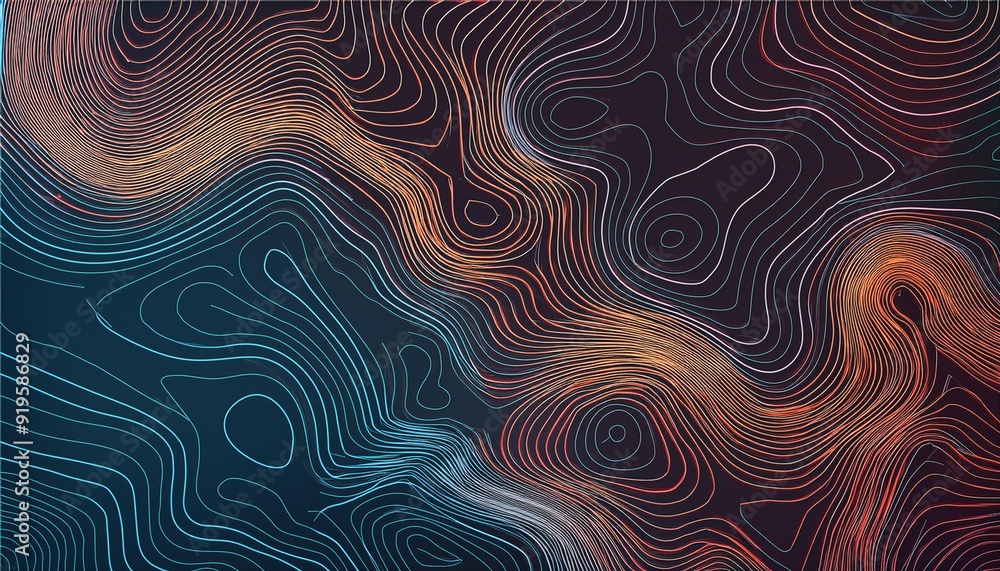 topographic map with intricate contour lines 3d terrain visualization ...