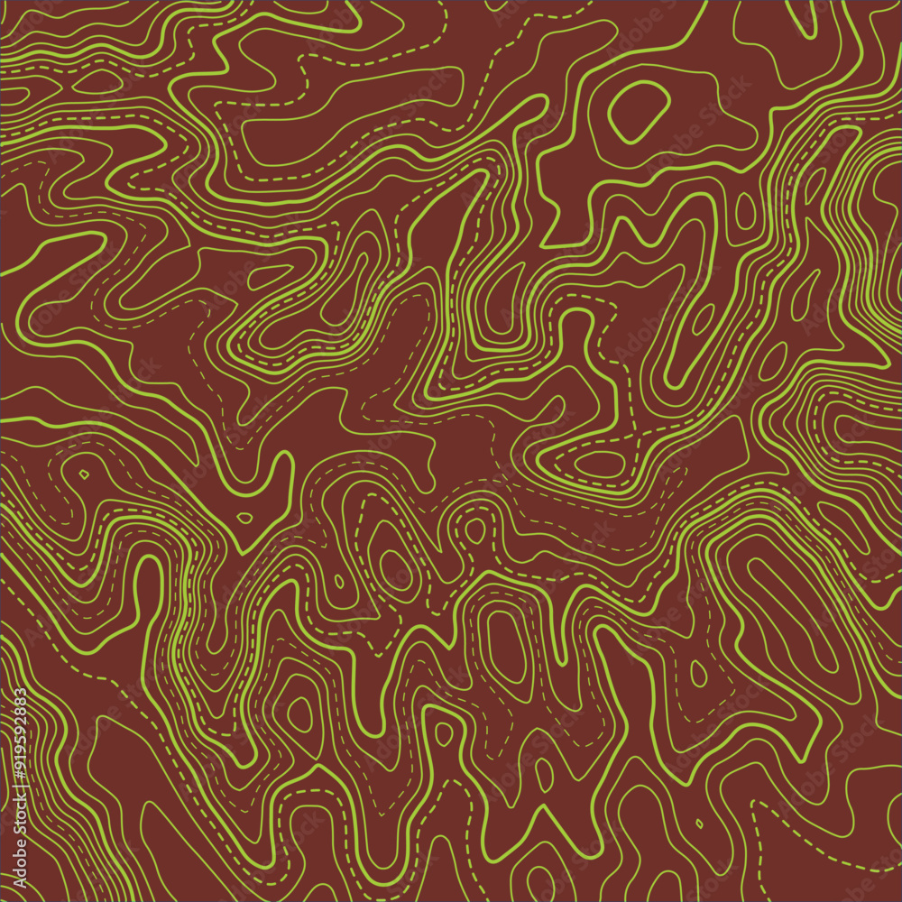 Stylized topographic map outline height in lines and contours. The ...