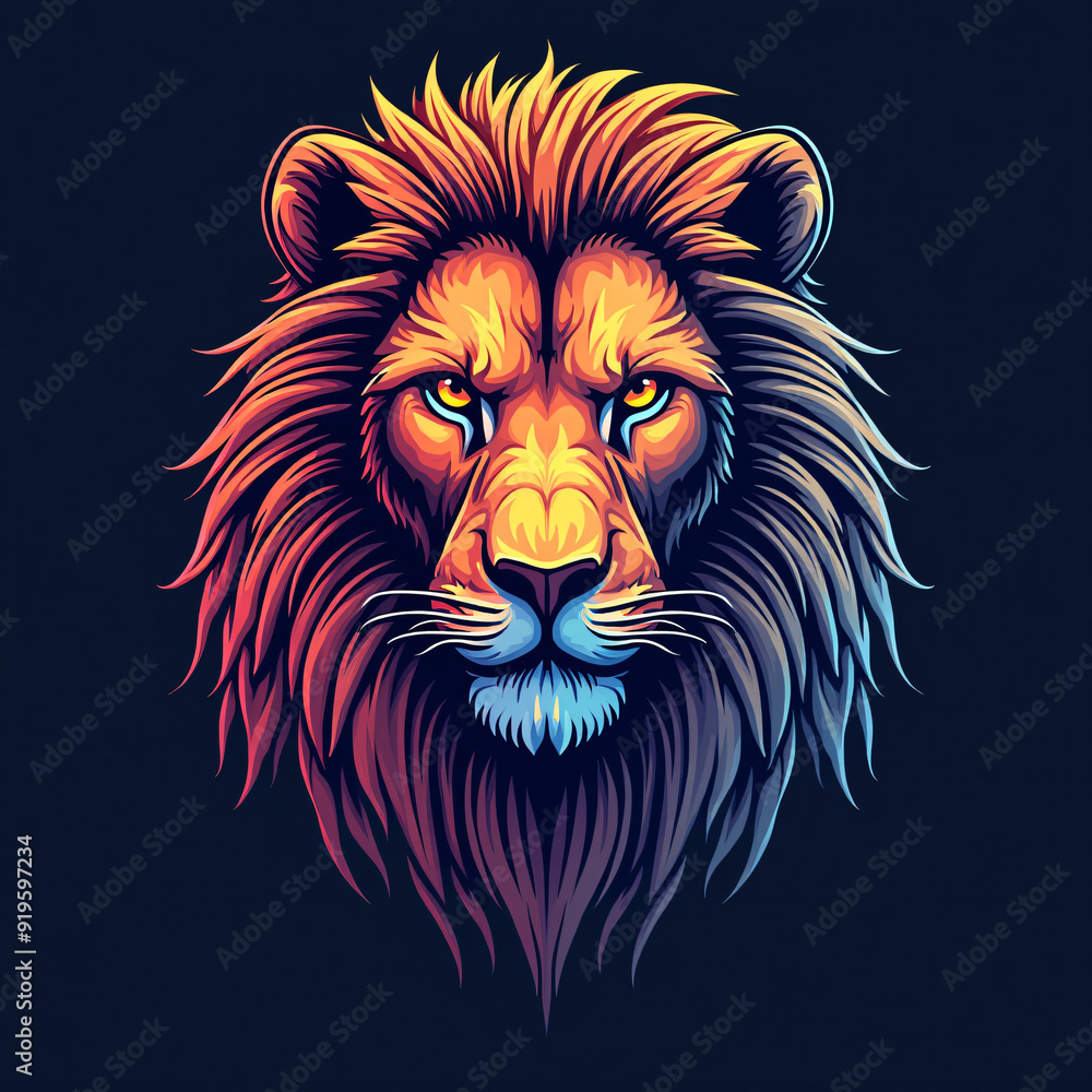 Lion graphic designer, creating logos and designs on a computer Stock ...