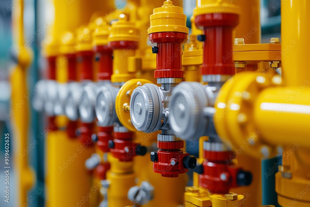 Closeup of a hydraulic system model used in civil engineering, with ...