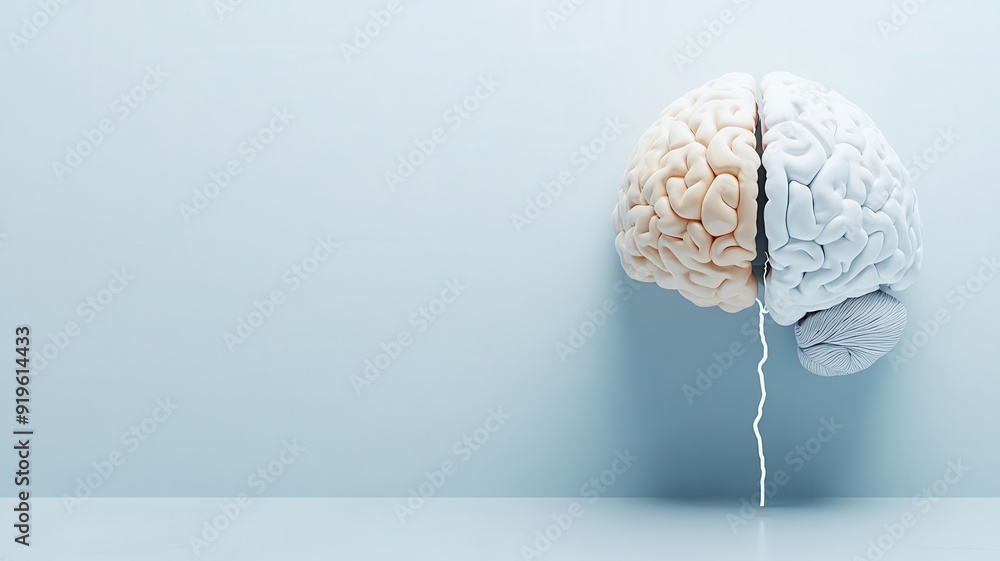 Split screen of a healthy brain and a brain affected by stroke ...
