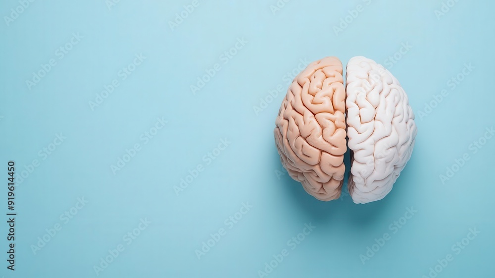 Split screen of a healthy brain and a brain affected by stroke ...