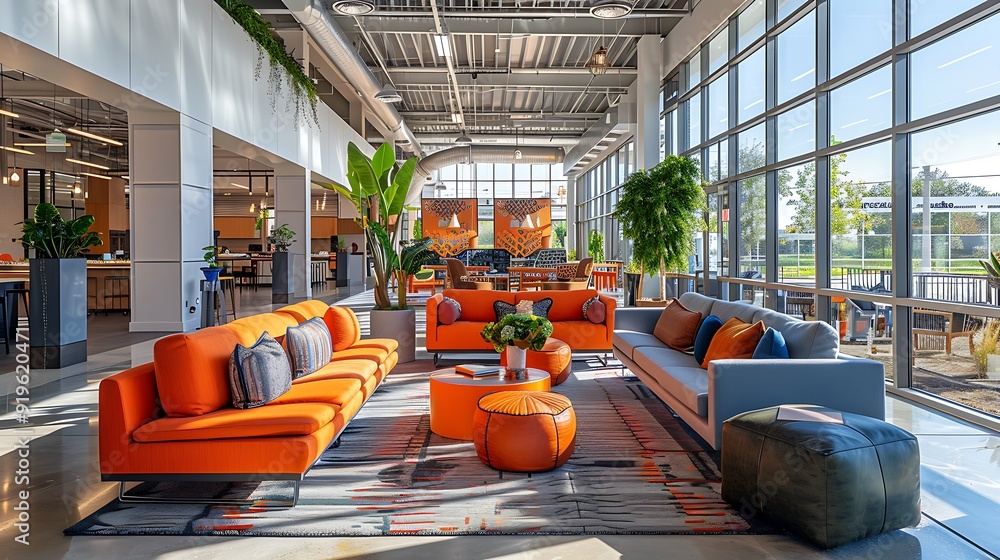 A dynamic co-working environment with a mix of seating options like ...