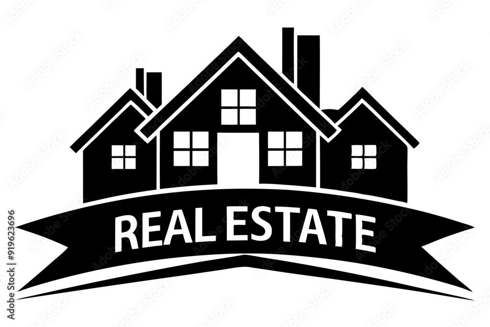 Real Estate Logo on White Background Vector Illustration, Cartoons ...