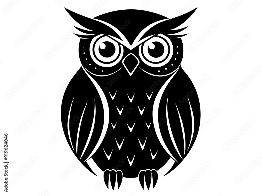 Black and White Owl Illustration Vector Owl Cartoons, Clipart, and Line ...