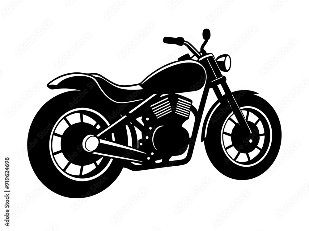 Motorcycle with Rear Wheel Perspective Vector Illustration Cartoons ...