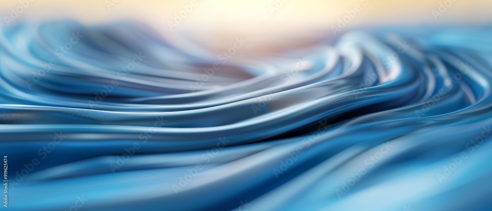 A blurred image of blue water with an indistinctive light at its center ...