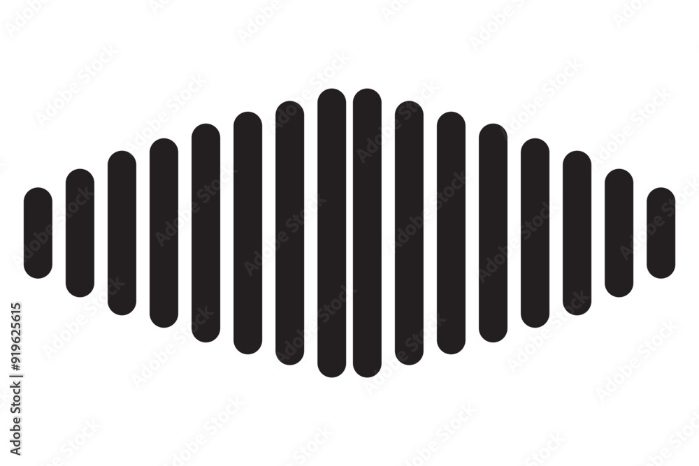 Radio Wave icon. Monochrome simple sound wave on transparent background ...