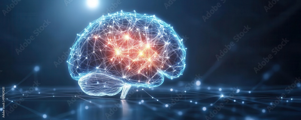 Abstract representation of stroke symptoms with a brain and neuron ... Abstract representation of stroke symptoms with a brain and neuron ...