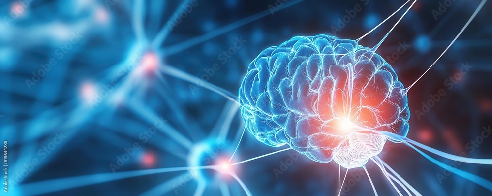 Abstract representation of stroke symptoms with a brain and neuron ... Abstract representation of stroke symptoms with a brain and neuron ...