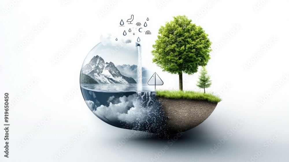 Visual diagram showcasing the water cycle stages evaporation ...