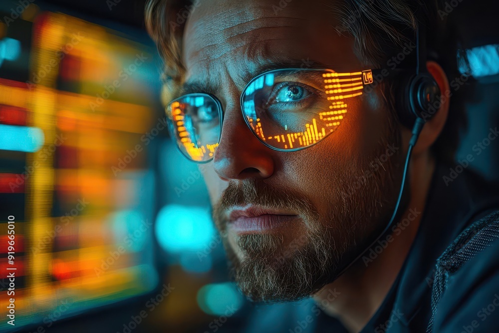 fierce cyberpunk bull trader in neonlit virtual trading floor ...