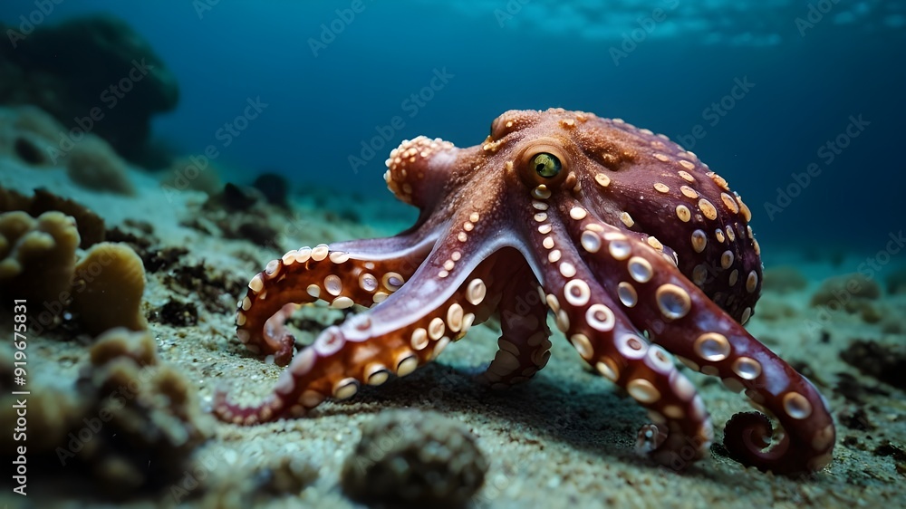 octopus in the sea. Animals with unique adaptations. Octopus changing ...