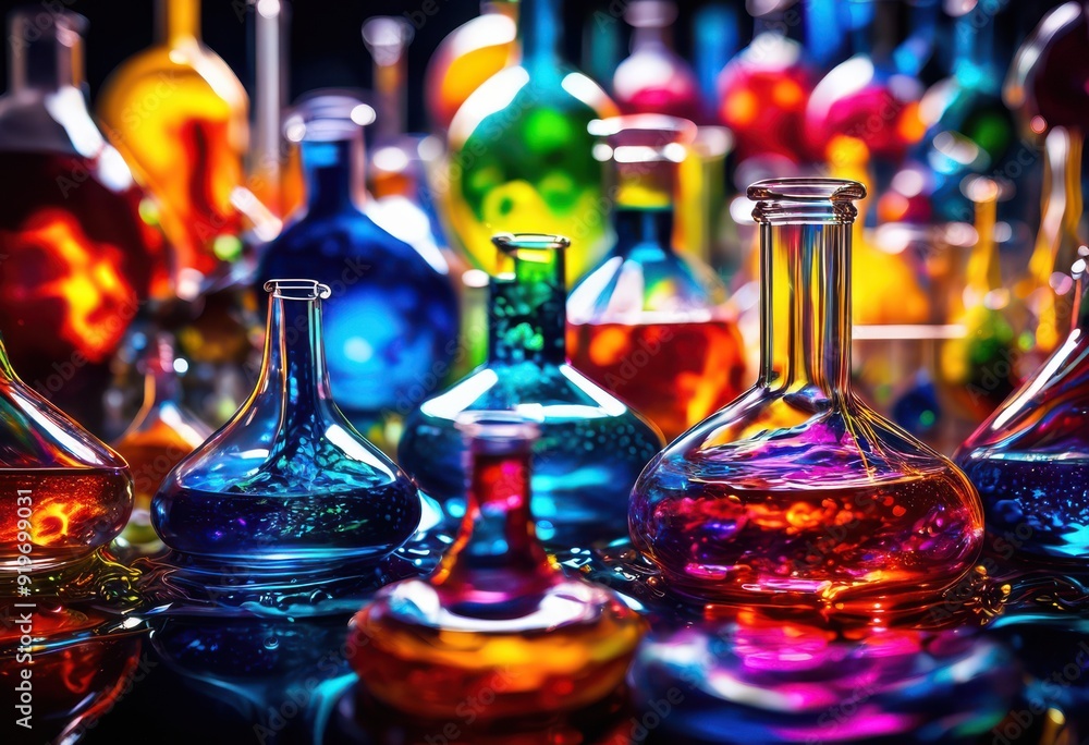 vivid display colorful chemical reactions captured laboratory equipment ...