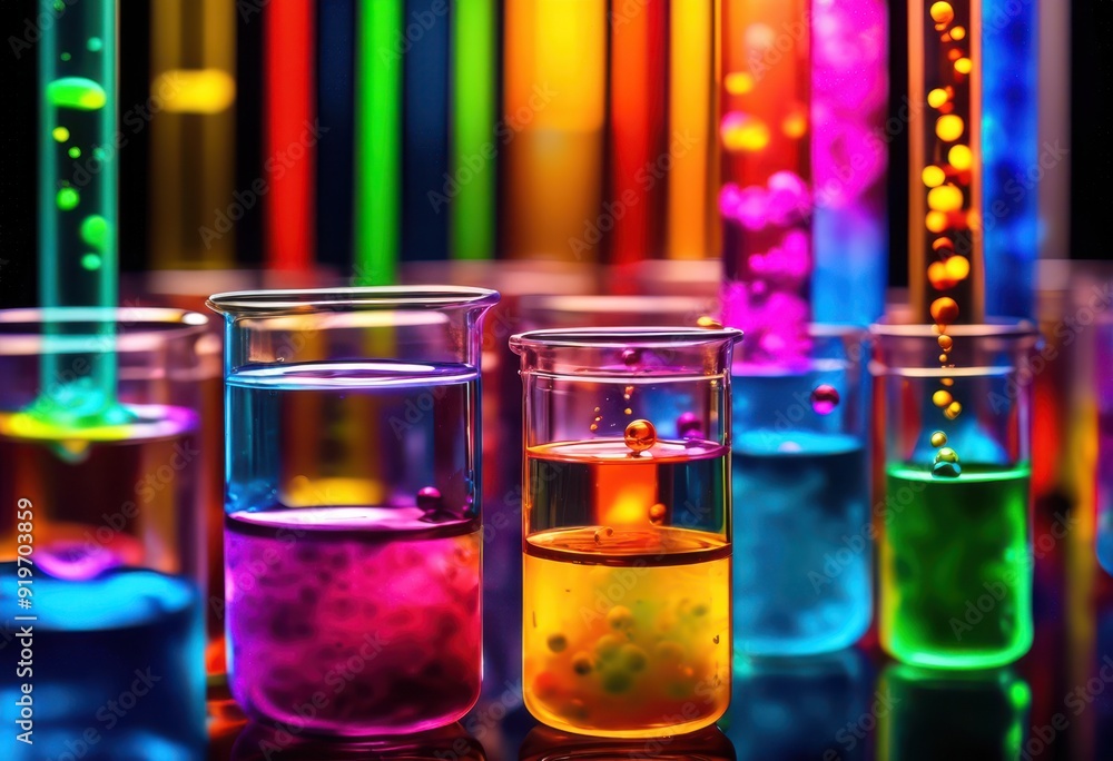 dynamic laboratory equipment showcasing vibrant chemical reactions ...