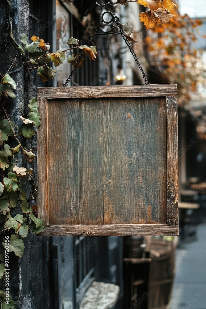 Blank square store signage design mockup isolated, reclaimed wood badge ...