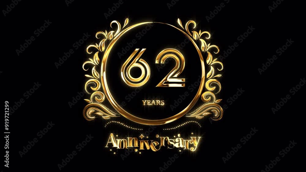 62nd Anniversary Celebration. Happy 62 Years Anniversary Animation in ...