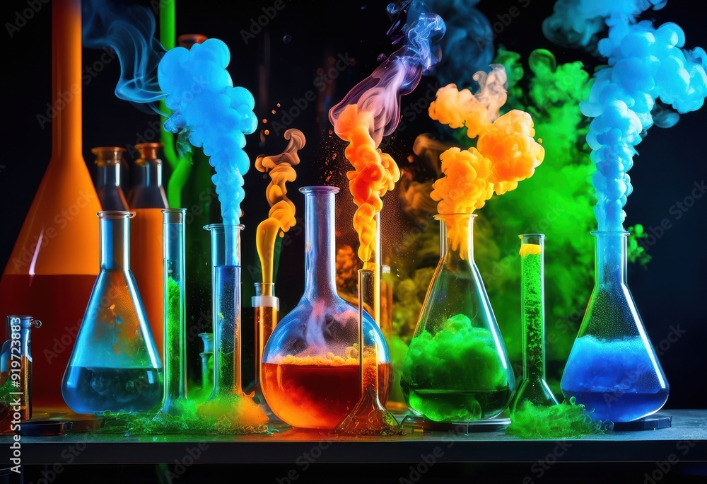dynamic laboratory experiments featuring vibrant chemical reactions ...