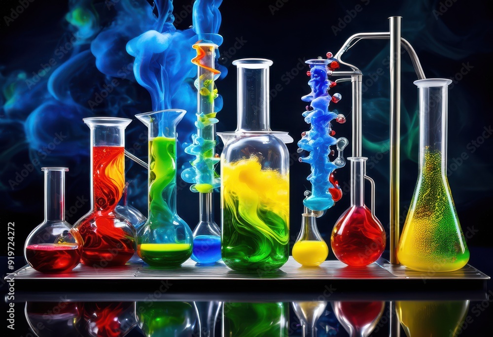 detailed exploration dynamic chemical reactions featuring colorful ...