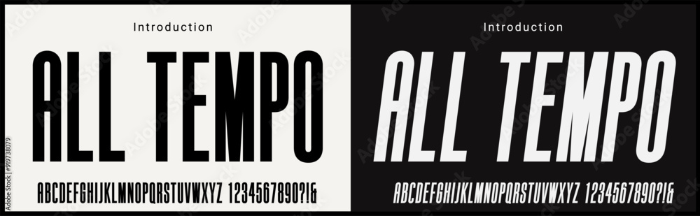 Condensed Vector Fonts. Alphabet of sans serif font with modern ...
