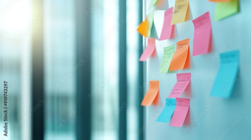 A whiteboard filled with colorful notes and diagrams showcasing a ...