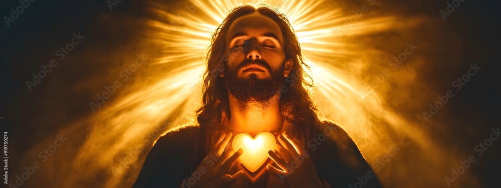 Jesus with sacred heart, by the best ever artist in heaven, holy light ...