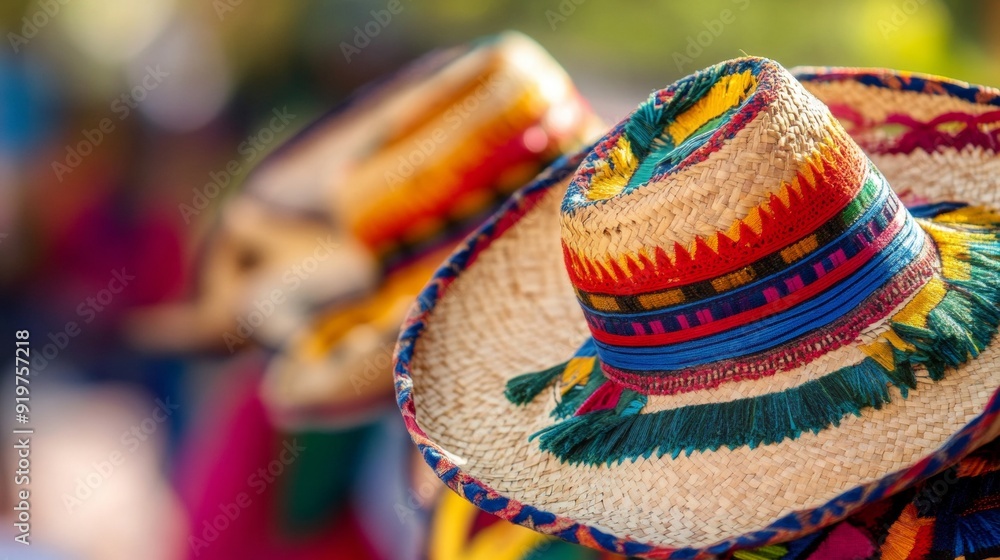 Colorful Mexican sombrero with multicolored and traditional. Concept of ...