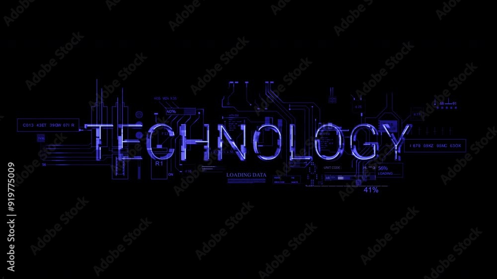 Technology HUD word text appear style of computer scifi Data ...