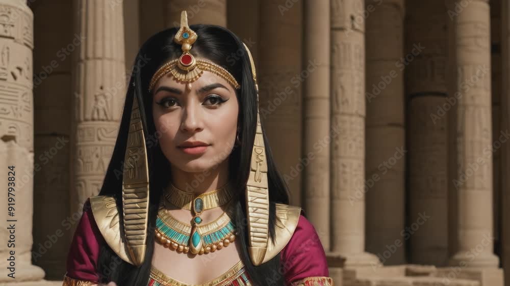 Portrait of a beautiful woman princess in traditional Egyptian clothing ...