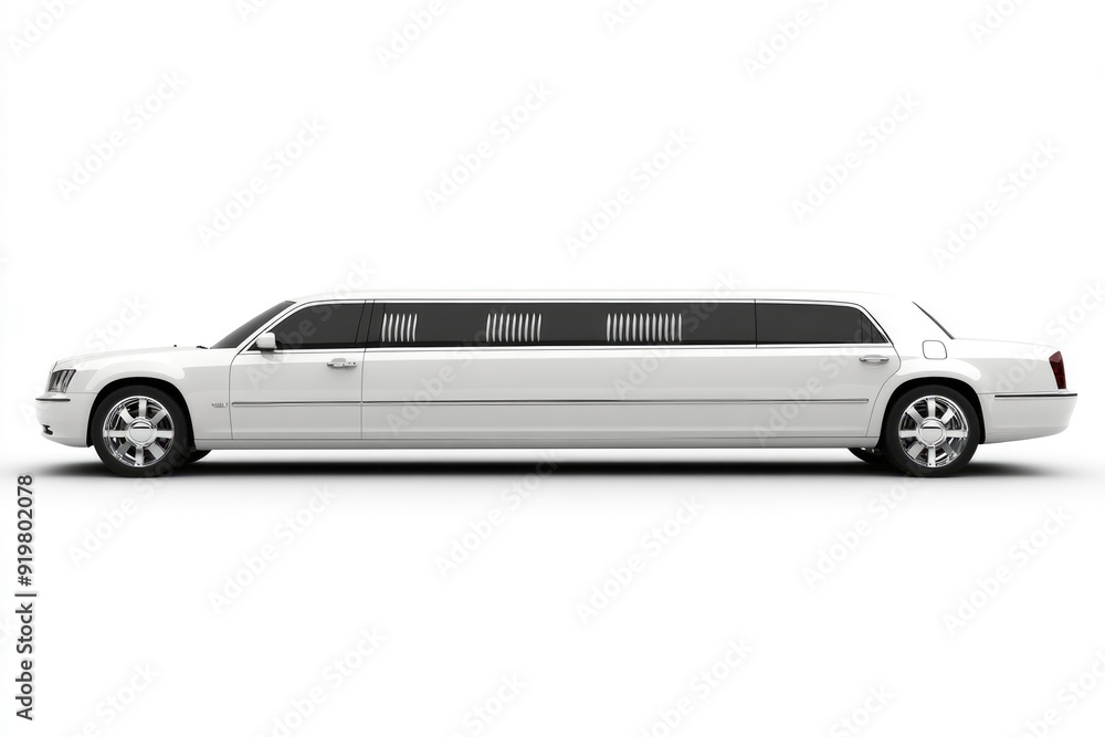 Limousine White Background. Isolated Stretch Car for Fancy ...