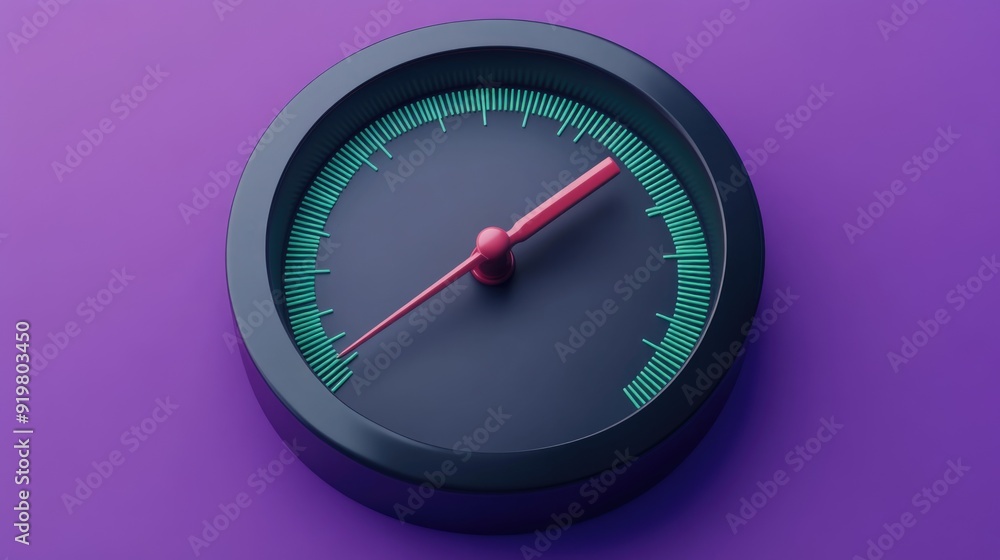 Speedometer Low Icon on Purple Background. Minimalist 3D Render ...