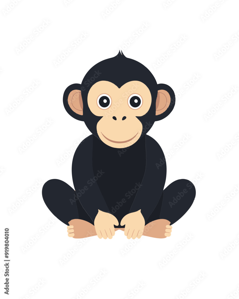 People friendly chimp in a sitting position. Full hd vector ...