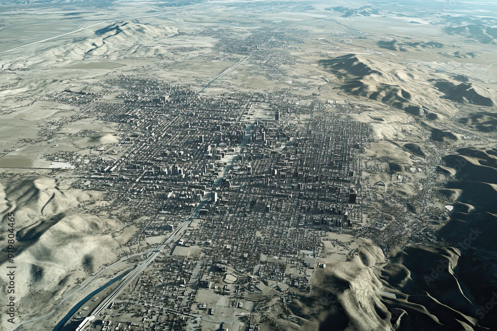 Technical aerial visual, 3D LiDAR GIS aerial map satellite scan model ...