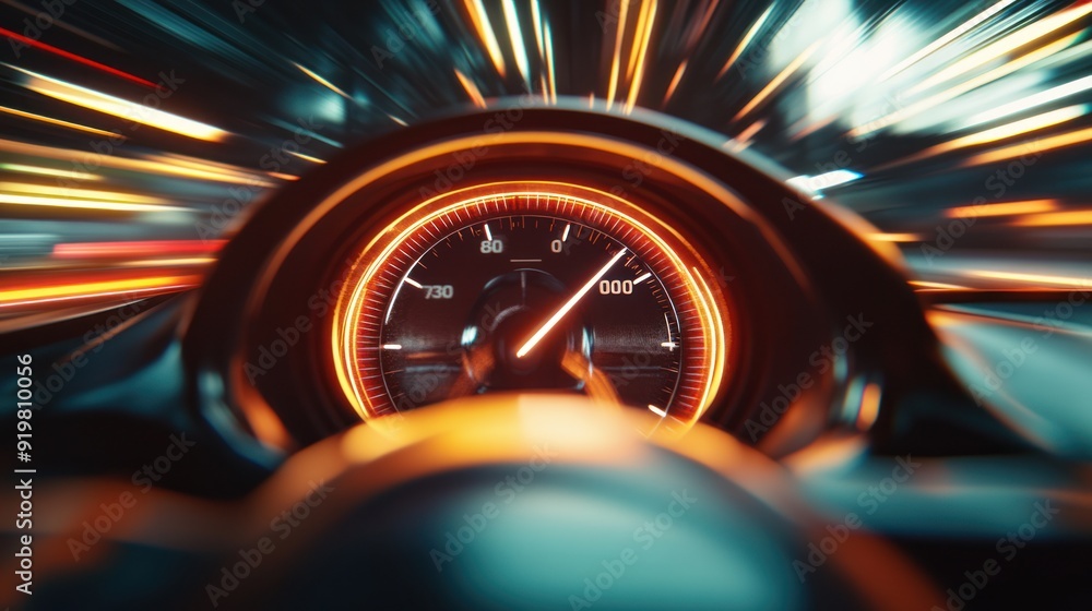 High-Speed Racing Dashboard with Glowing Speedometer - A dynamic view ...