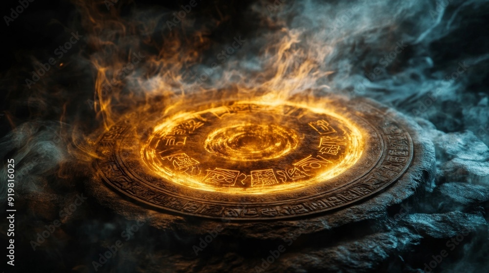 Mystical Ritual of Primordial Communication Glowing Runes Ethereal ...