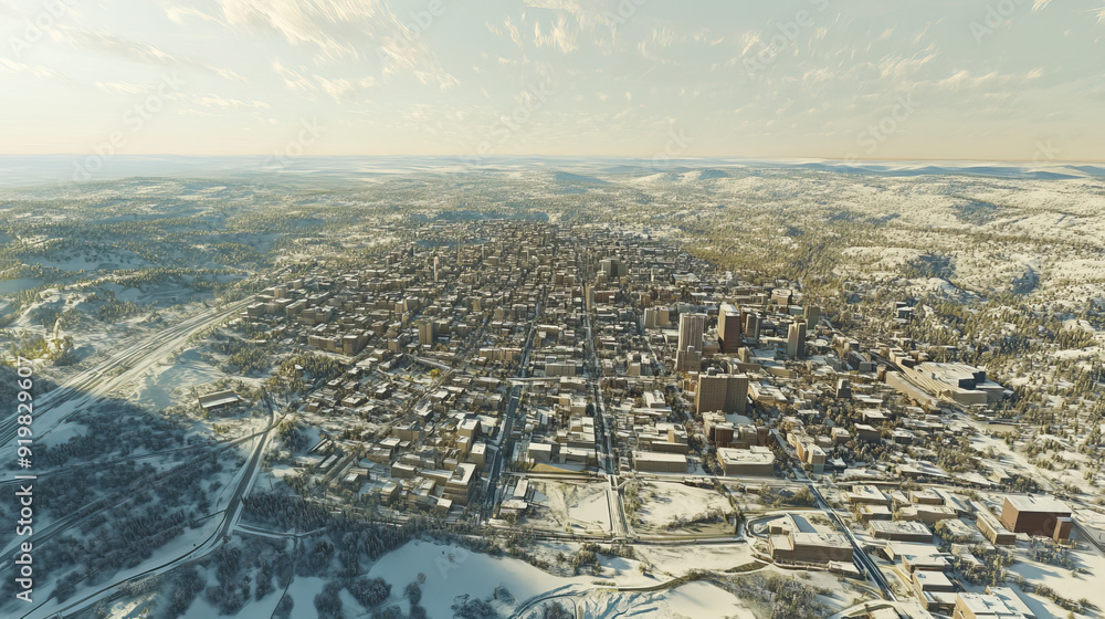 Technical aerial visual, 3D LiDAR GIS aerial map satellite scan model ...