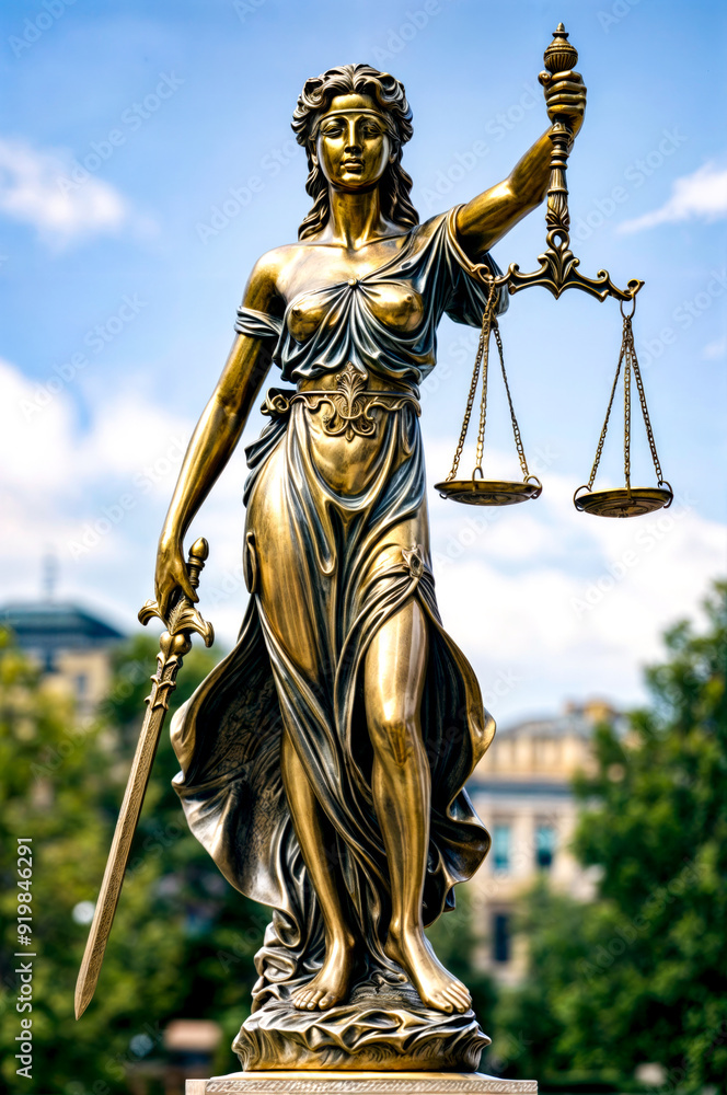 Statue of lady justice holding sword and scales of justice. Stock Photo ...