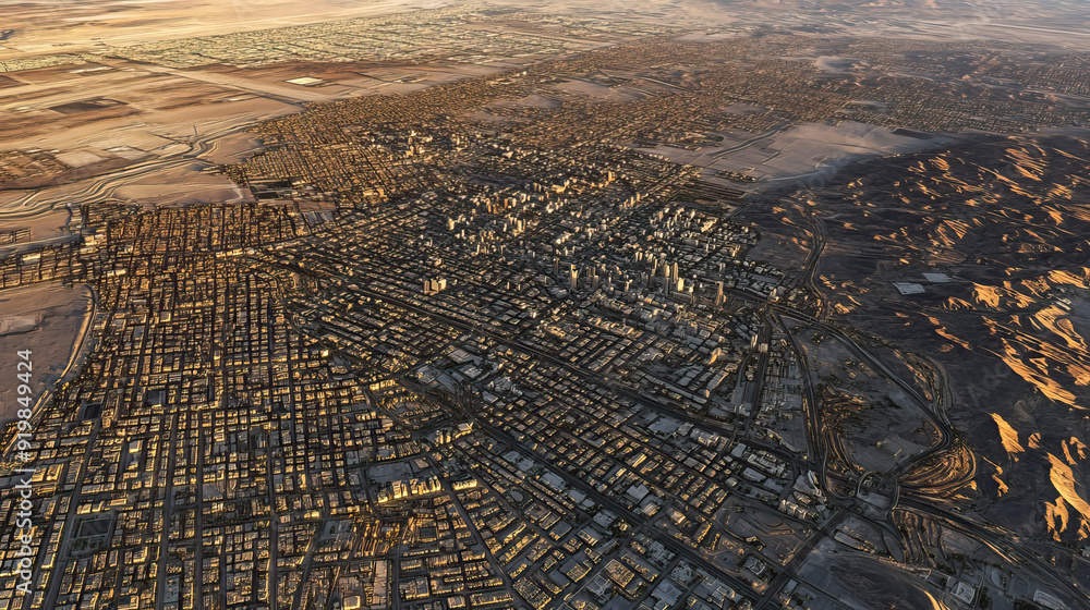 Technical aerial visual, 3D LiDAR GIS aerial map satellite scan model ...