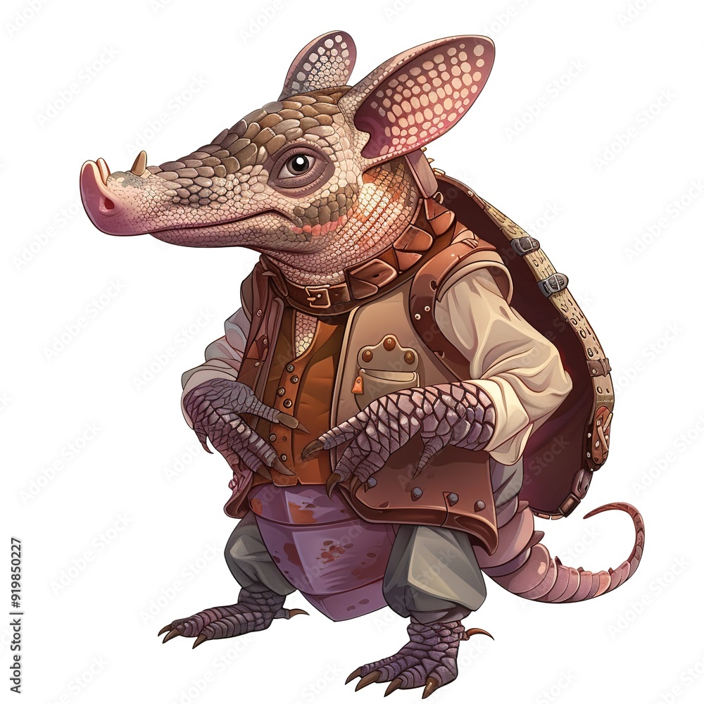 Armadillo Innkeeper Occupation fantasy animal cartoon isolated ...