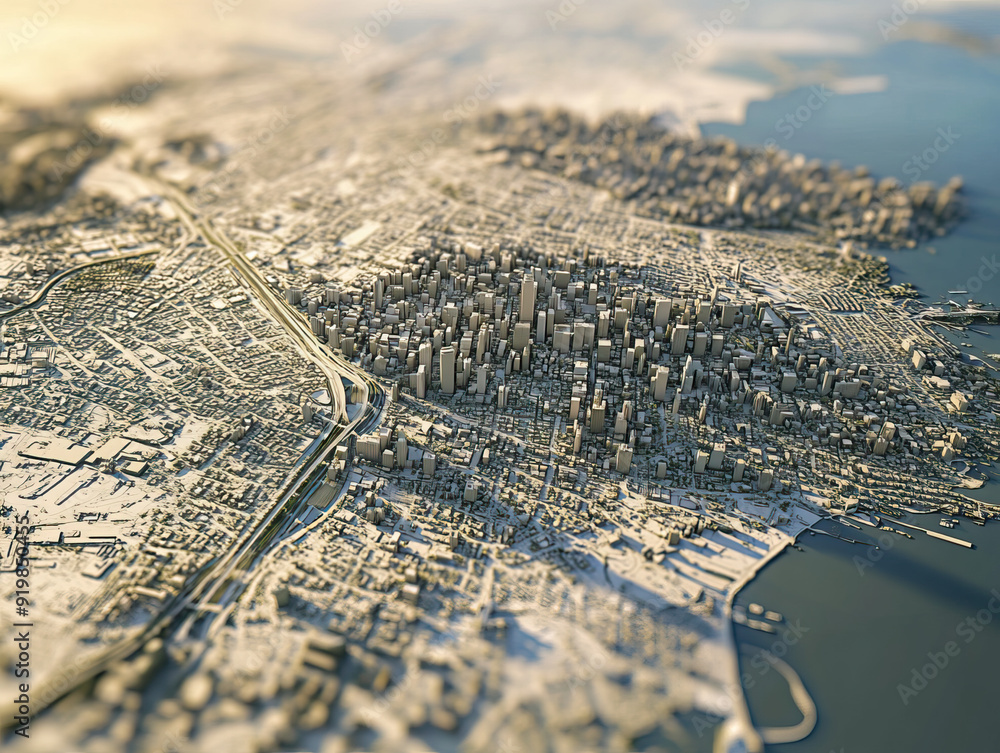 Technical aerial visual, 3D LiDAR GIS aerial map satellite scan model ...