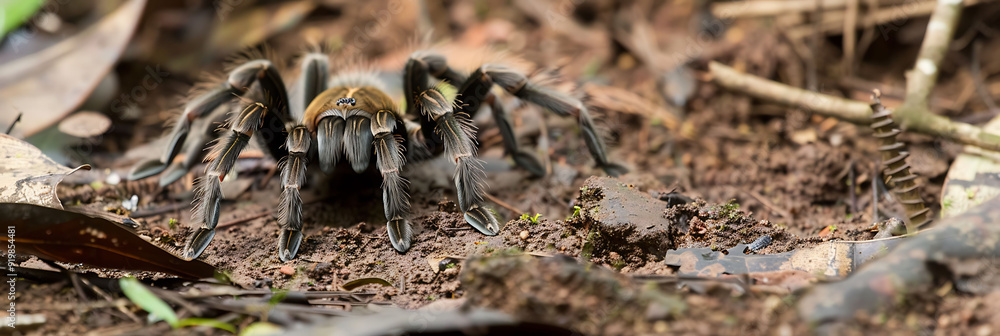 Amazonian Rainforest Tarantula Theraphosa blondi creeping along the ...