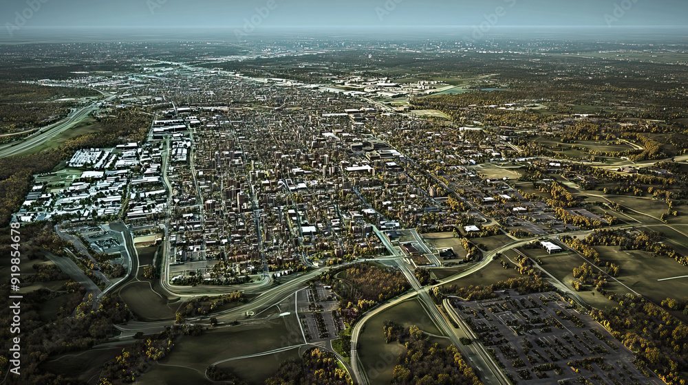 Technical aerial visual, 3D LiDAR GIS aerial map satellite scan model ...